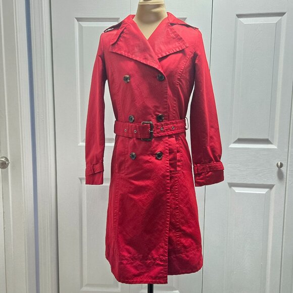 Zara | Jackets & Coats | Zara Basic Red Trench Raincoat Size Small ...